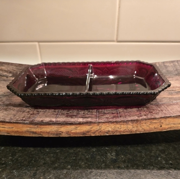 Avon | Dining | Vintage Avon Cape Cod Collection Ruby Red Divided Dish ...